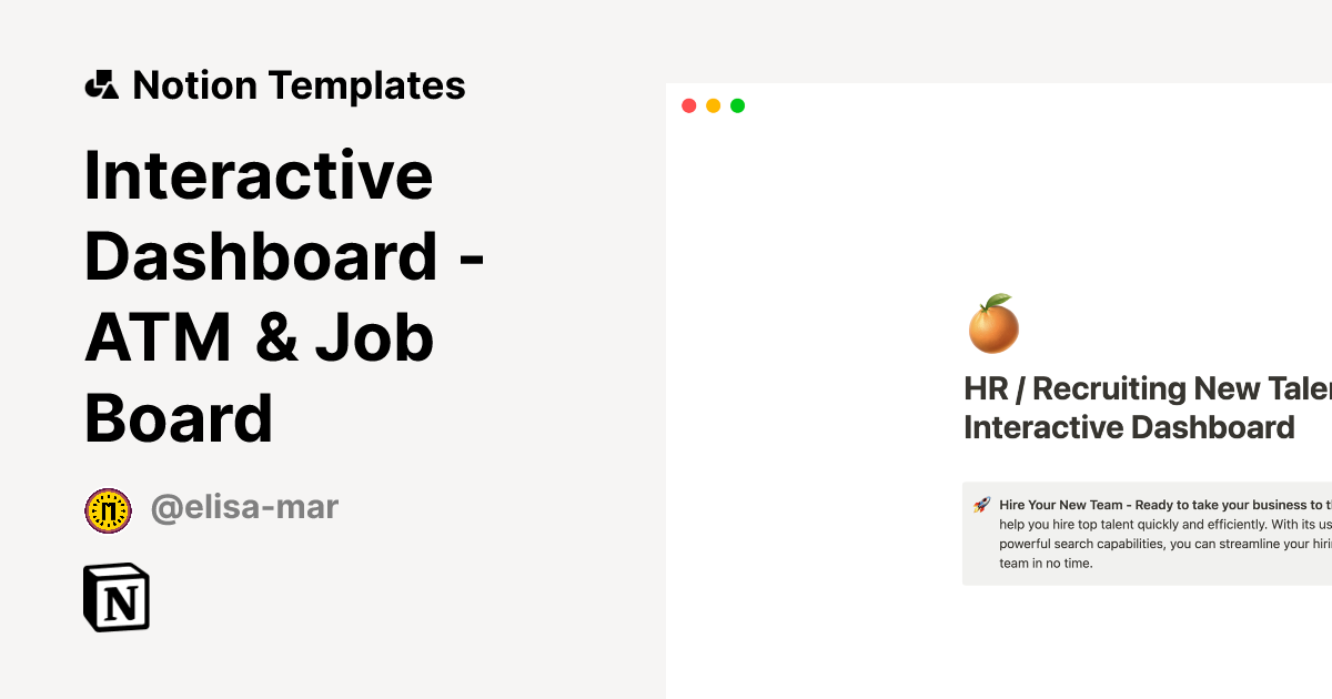 Interactive Dashboard - ATM & Job Board Template | Notion Marketplace