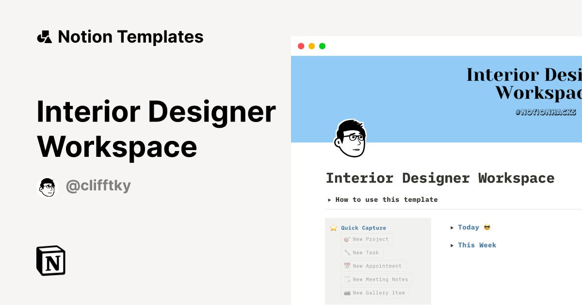 Interior Designer Workspace Template | Notion Marketplace