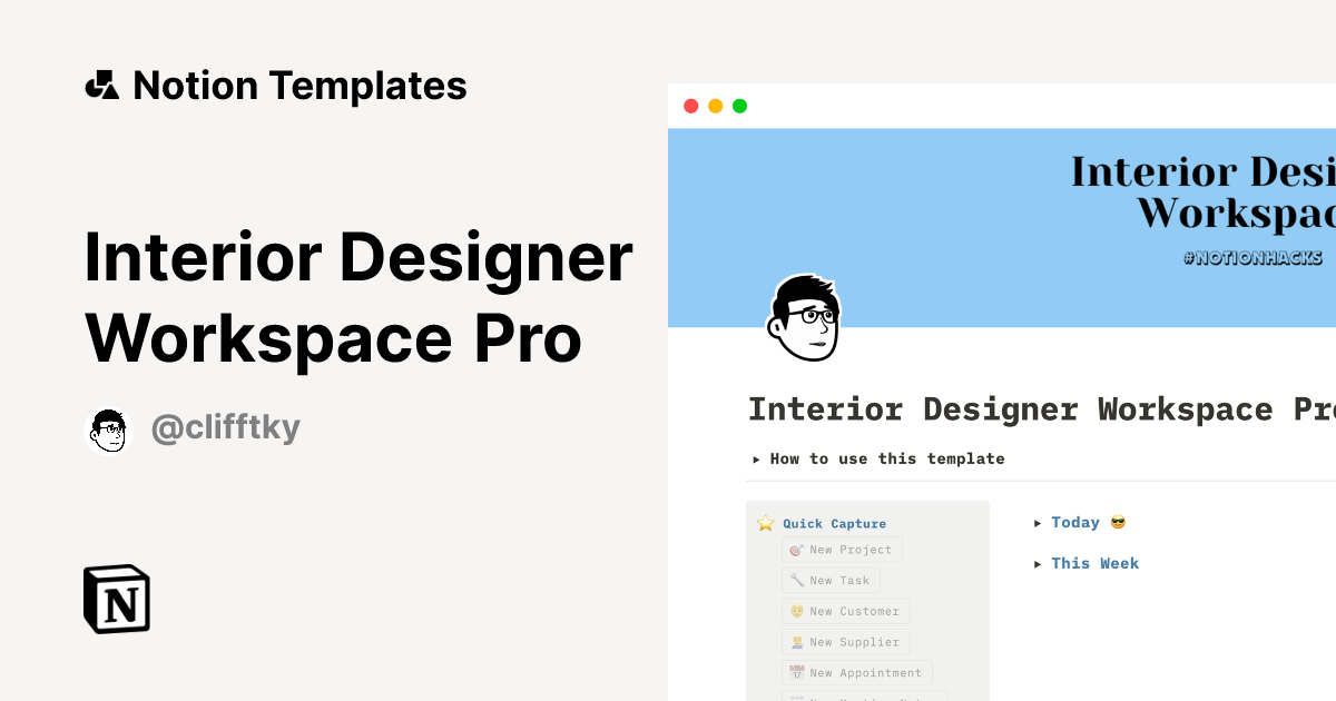 Interior Designer Workspace Pro Template | Notion Marketplace