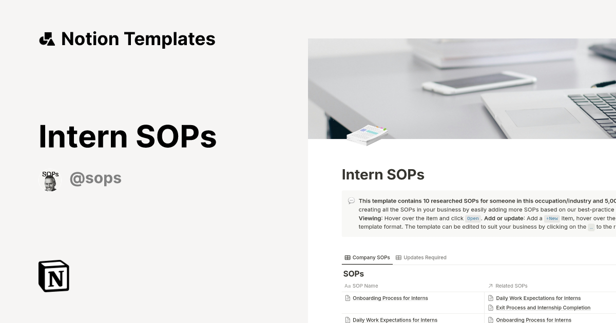 Intern SOPs Template by SOPs | Notion Marketplace