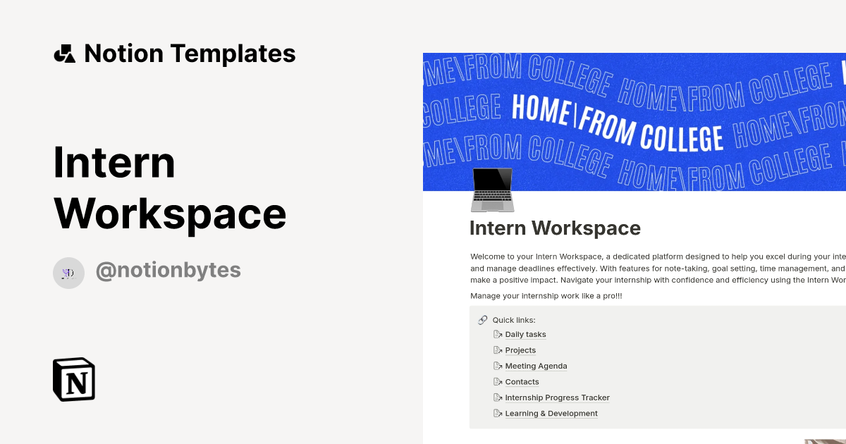 Intern Workspace Template | Notion Marketplace
