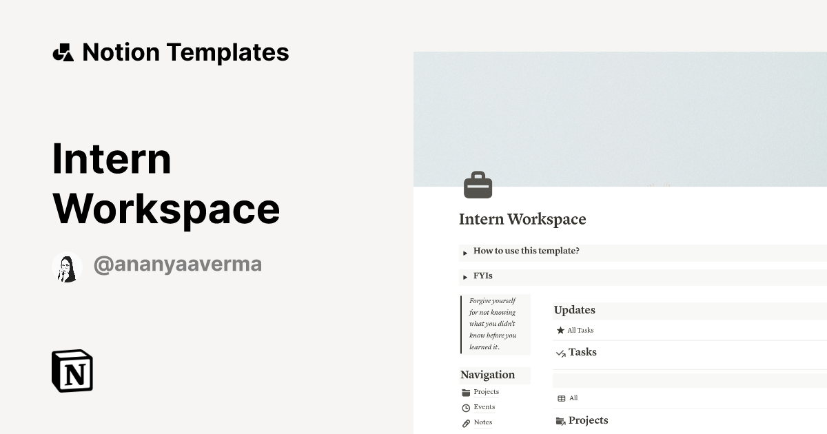 Intern Workspace Template By Ananyaa Notion Marketplace