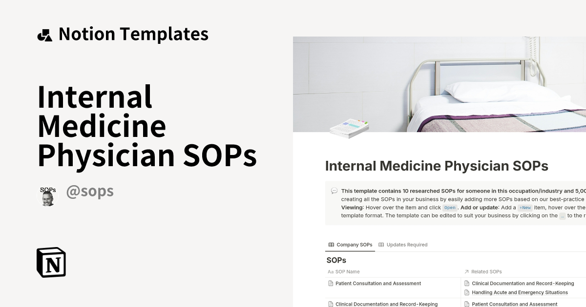 Internal Medicine Physician SOPs Template by SOPs | Notion Marketplace