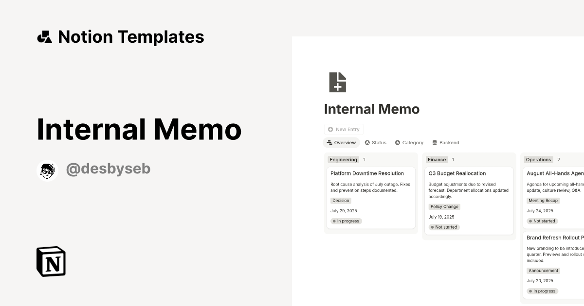 Internal Memo Template | Notion Marketplace