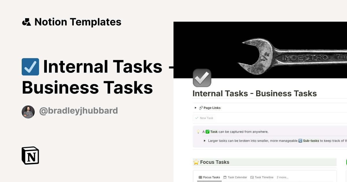 ☑ Internal Tasks - Business Tasks Template | Notion Marketplace