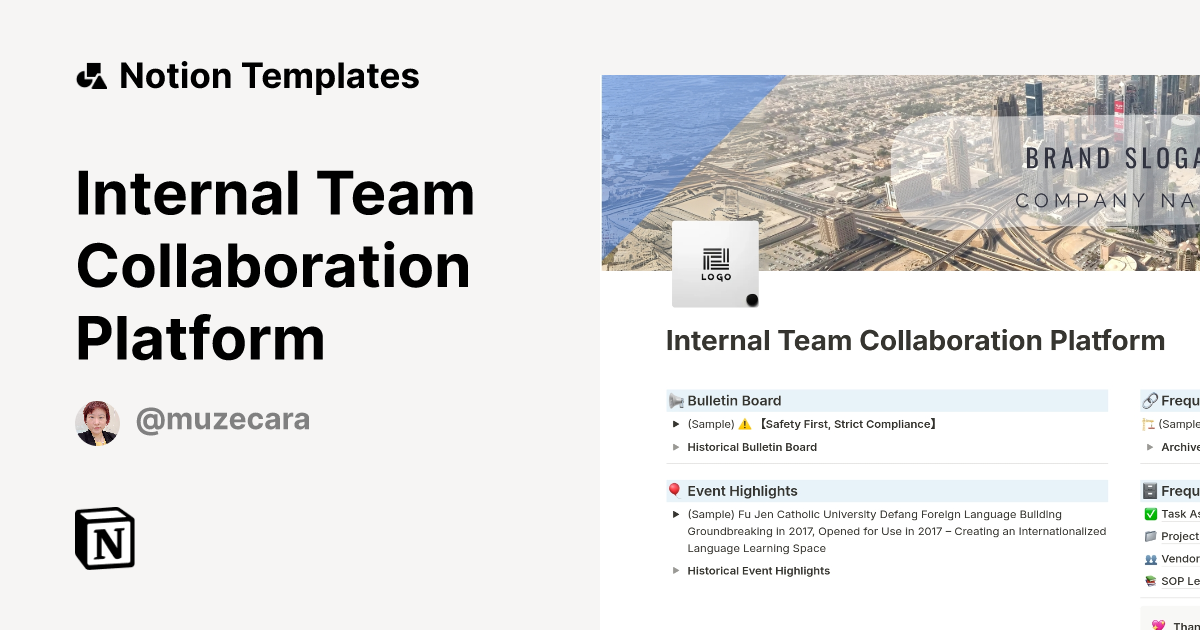 Internal Team Collaboration Platform Template | Notion Marketplace