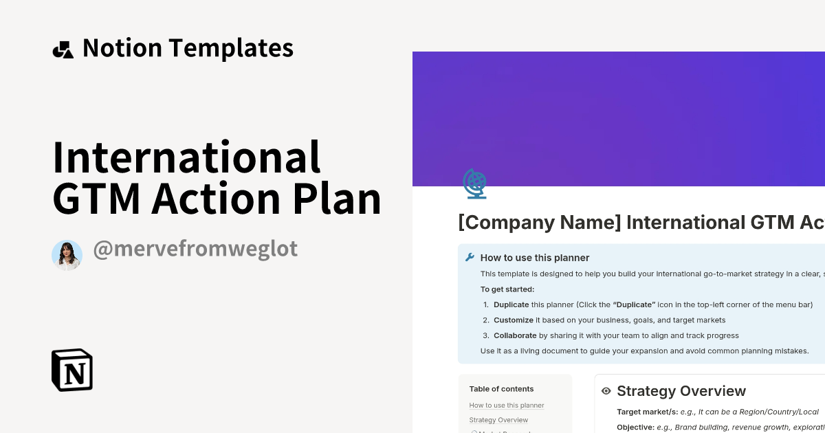 International GTM Action Plan Template | Notion Marketplace