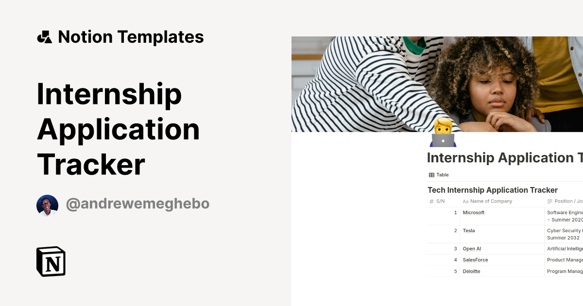 Internship Application Tracker Template | Notion Marketplace