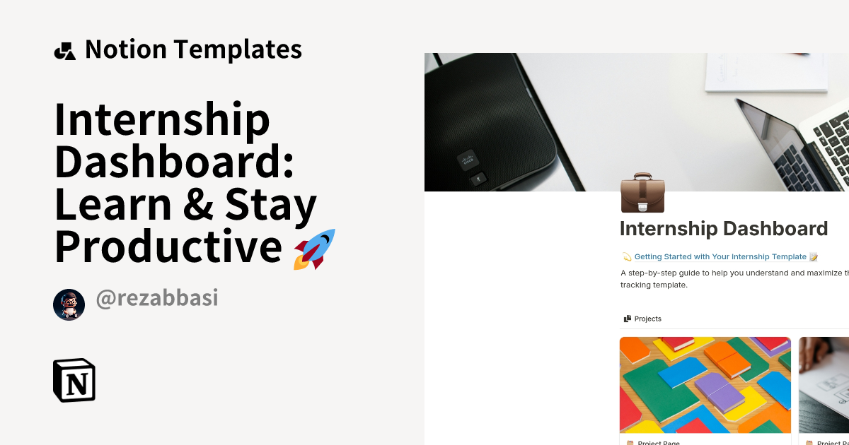 Internship Dashboard: Learn & Stay Productive 🚀 Template | Notion ...
