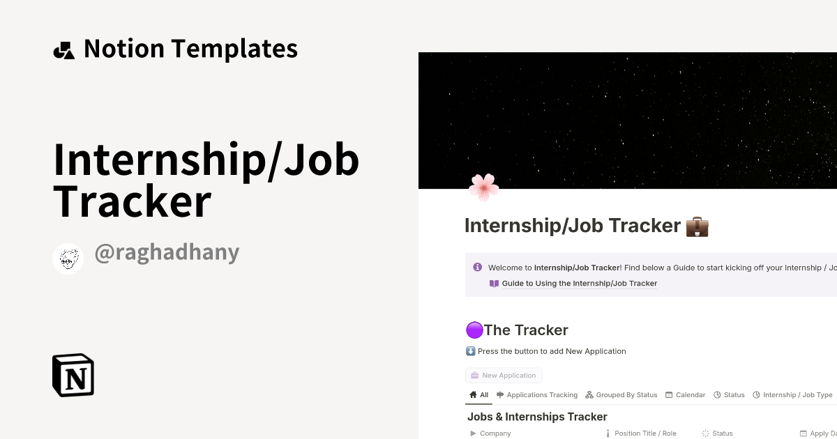 Internship/Job Tracker Template by Raghad Hany | Notion Marketplace
