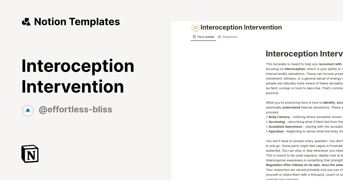 Interoception Intervention Template | Notion Marketplace