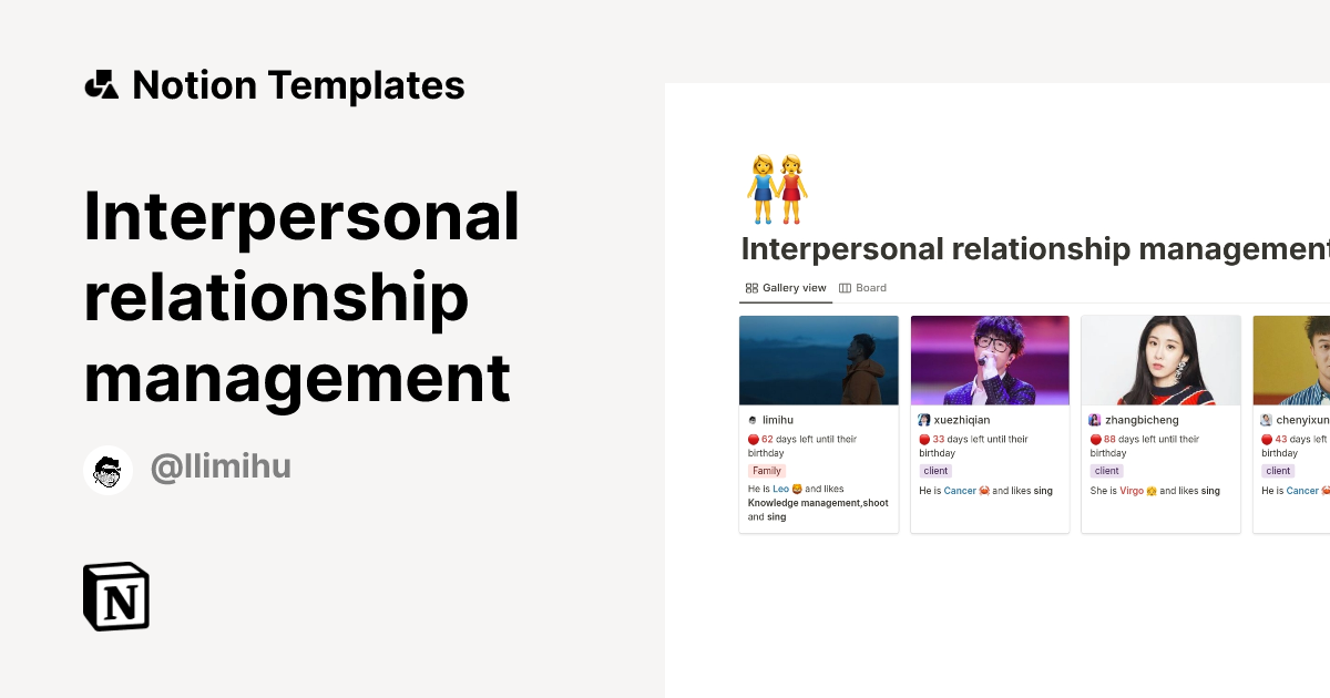 Interpersonal relationship management Template by 李迷糊limihu | Notion ...