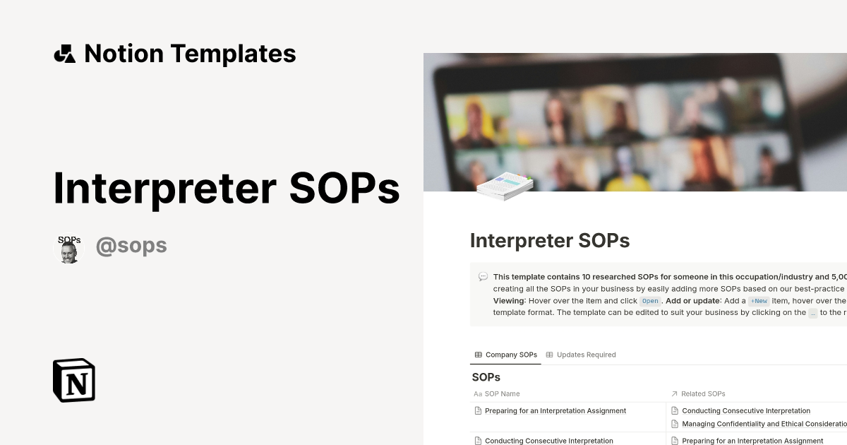 Interpreter SOPs Template | Notion Marketplace