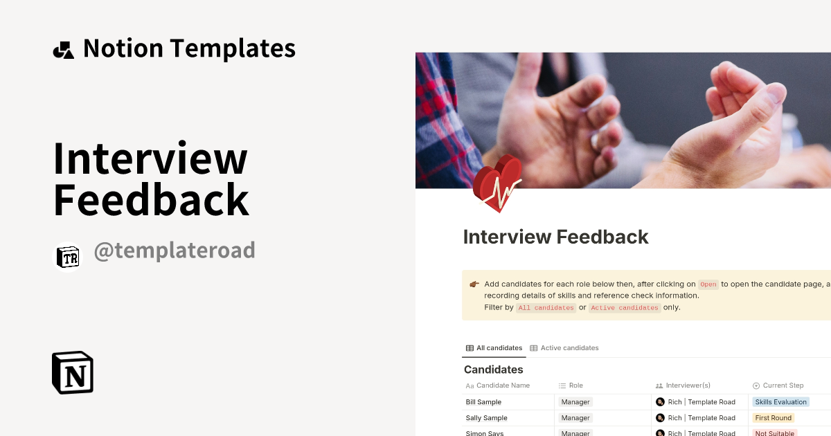 Interview Feedback Template By Template Road Notion Marketplace