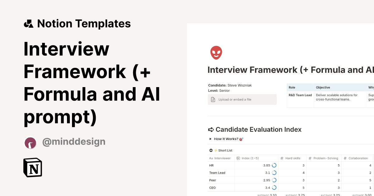 Interview Framework (+ Formula and AI prompt) Template | Notion Marketplace