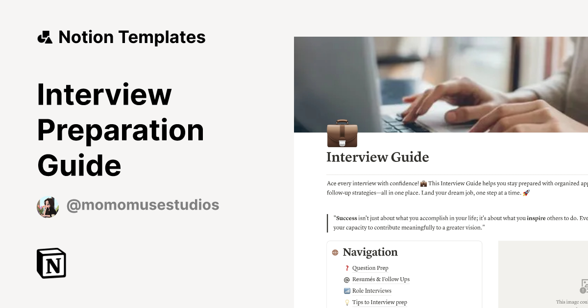 Interview Preparation Guide Template by momomuse studio | Notion Marketplace