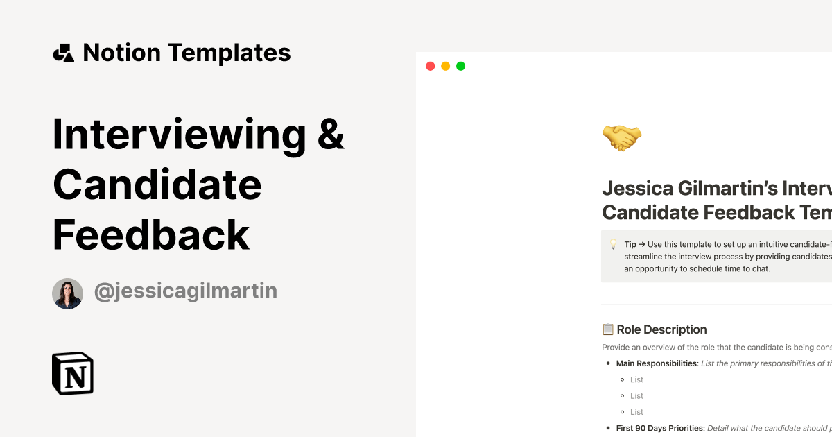 Interviewing & Candidate Feedback Template | Notion Marketplace