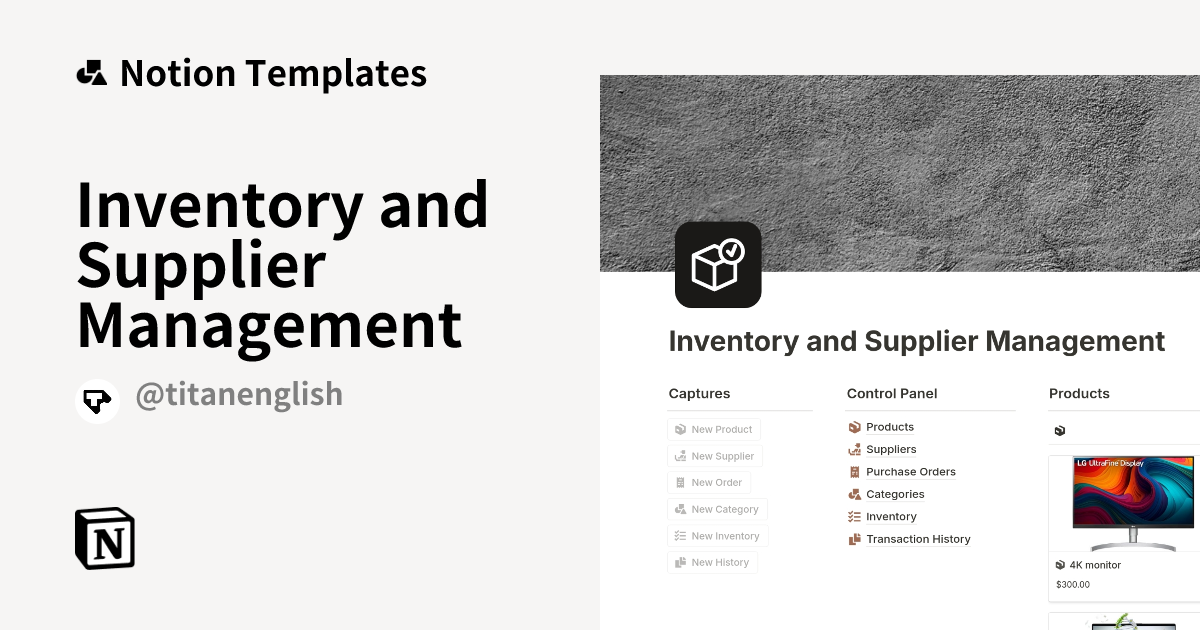 Inventory and Supplier Management Template | Notion Marketplace
