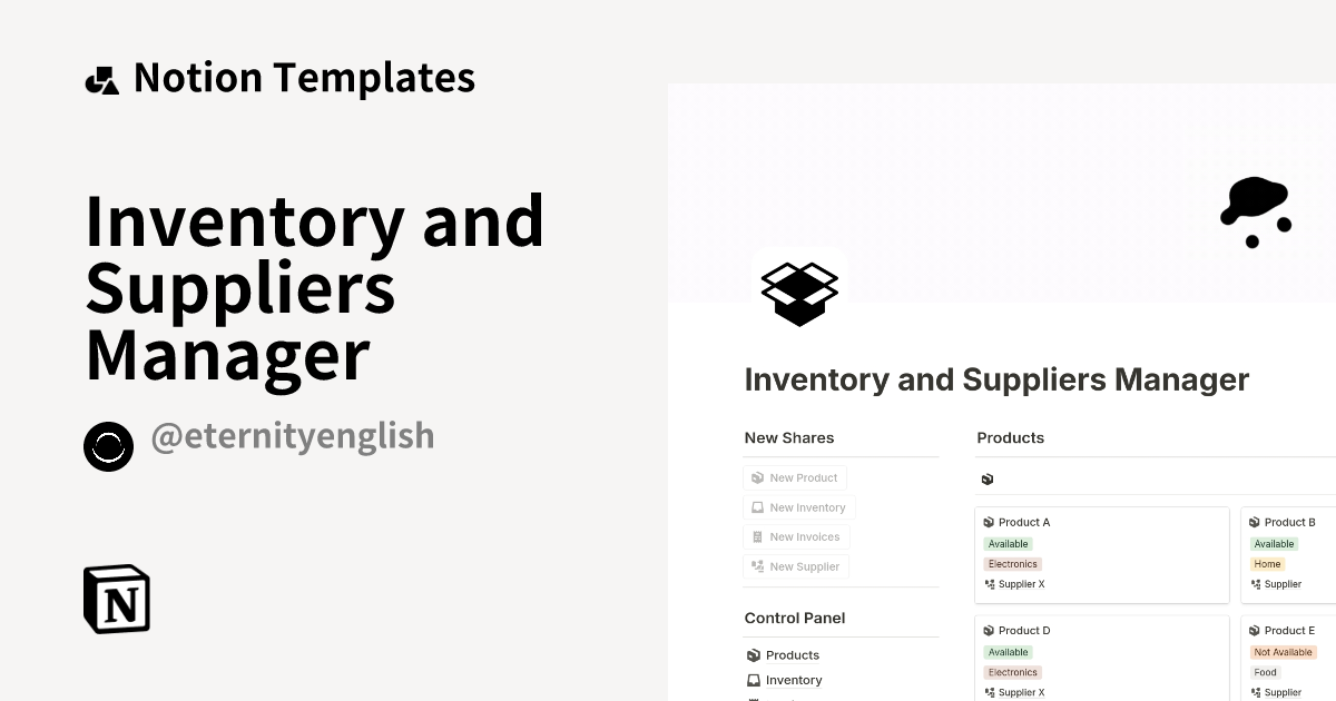 Inventory and Suppliers Manager Template | Notion Marketplace