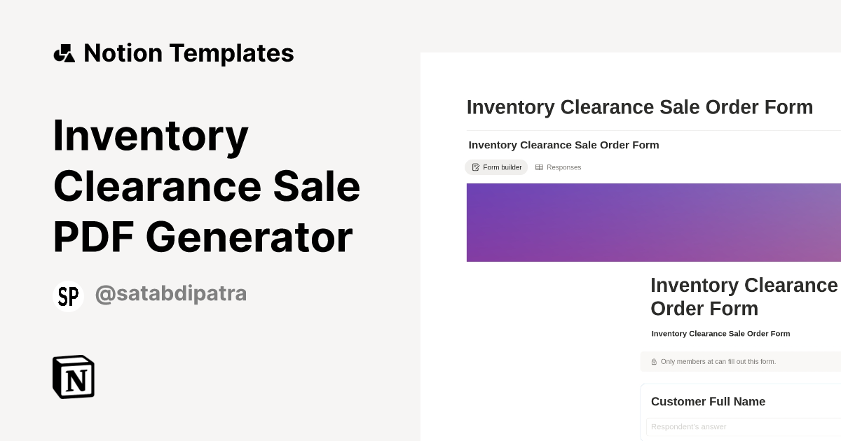 Inventory Clearance Sale PDF Generator Template | Notion Marketplace