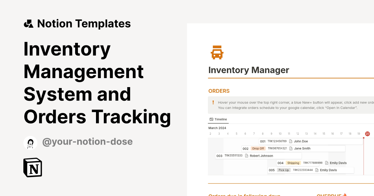 Inventory Management System and Orders Tracking Template | Notion Marketplace