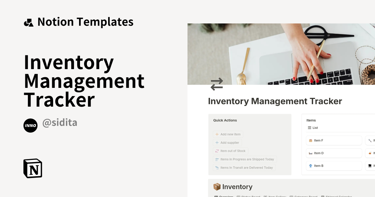 Inventory Management Tracker Template | Notion Marketplace