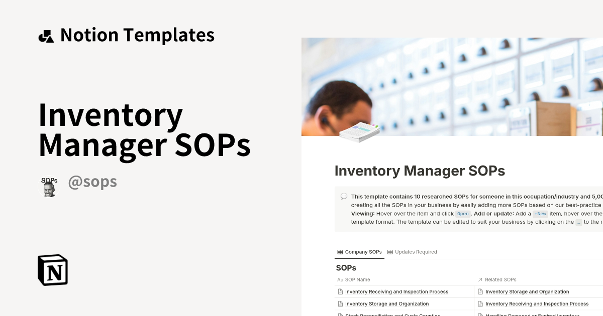 Inventory Manager SOPs Template | Notion Marketplace