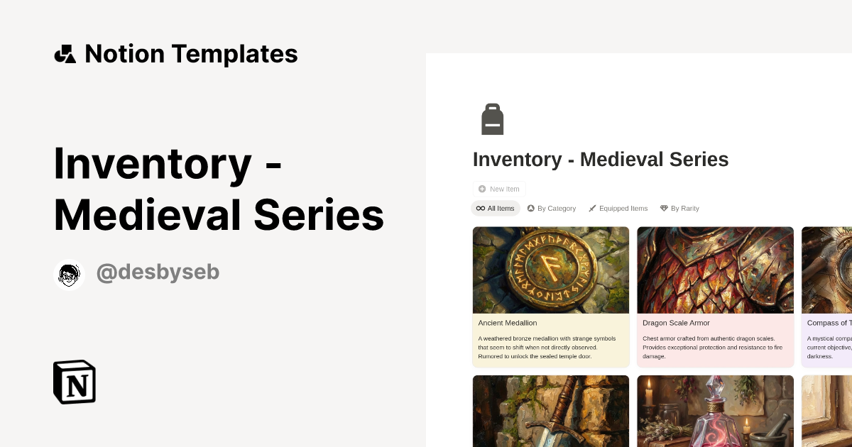 Inventory - Medieval Series Template | Notion Marketplace