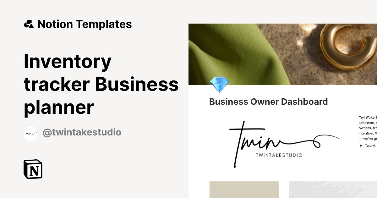 Inventory tracker Business planner Template | Notion Marketplace