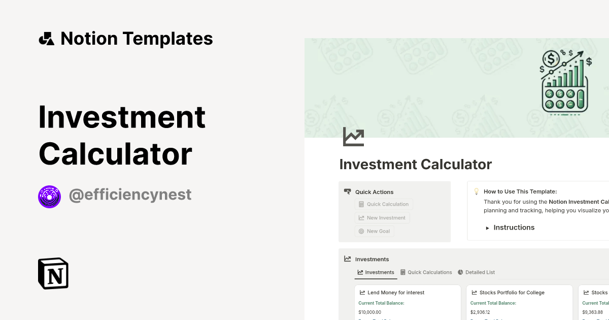 Investment Calculator Template | Notion Marketplace