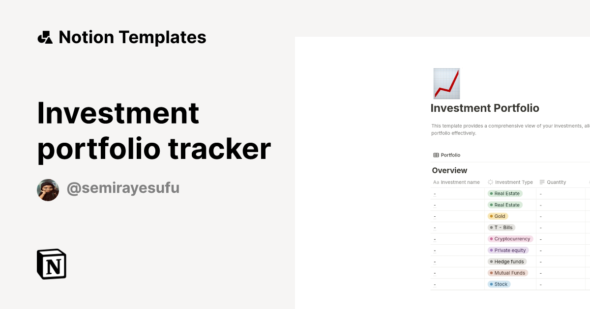 Investment portfolio tracker Template | Notion Marketplace