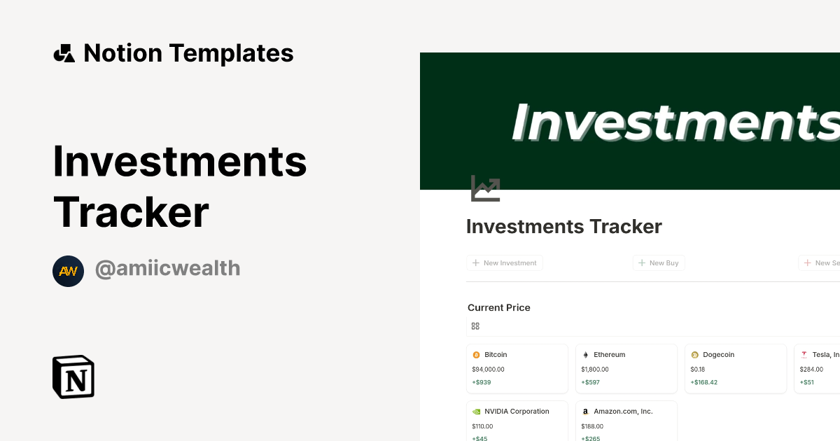 Investments Tracker Template | Notion Marketplace