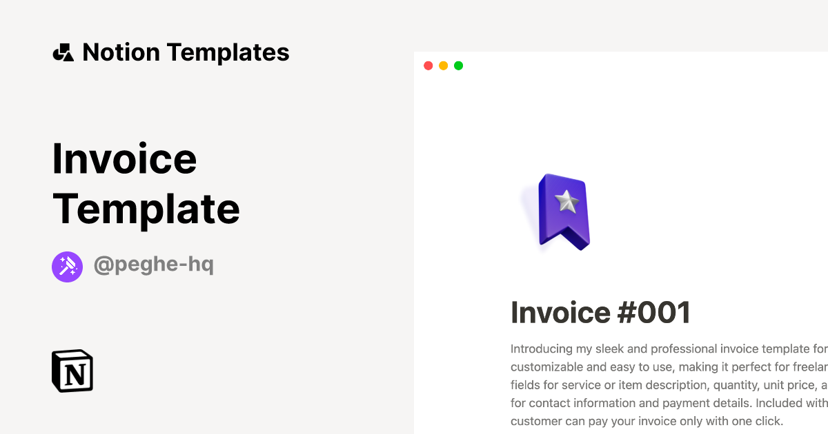 Invoice Template Template by Peghe HQ | Notion Marketplace