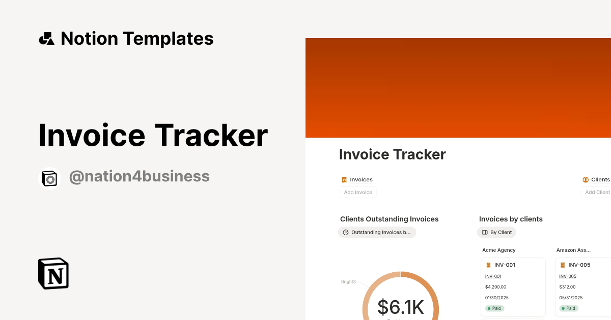 Invoice Tracker Template by Nation4Business | Notion Marketplace