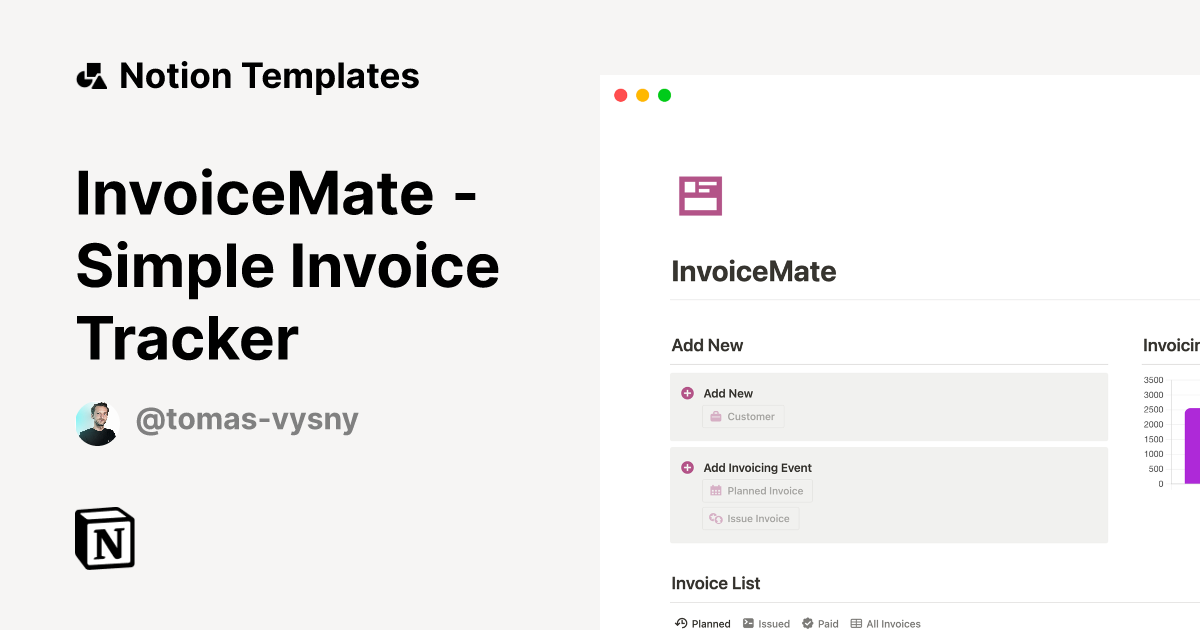InvoiceMate - Simple Invoice Tracker Template by Tomas Vysny | Notion Marketplace