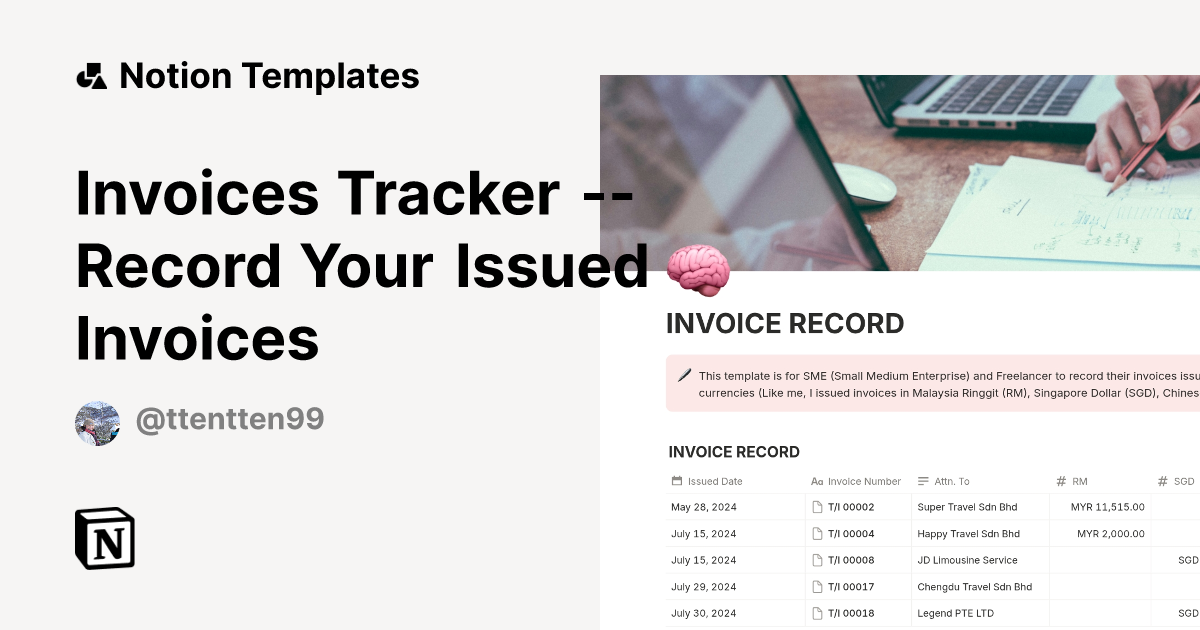 Invoices Tracker -- Record Your Issued Invoices Template | Notion ...