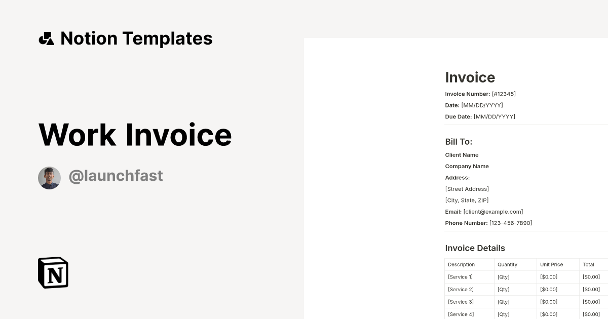Work Invoice Template by LaunchFast | Notion Marketplace