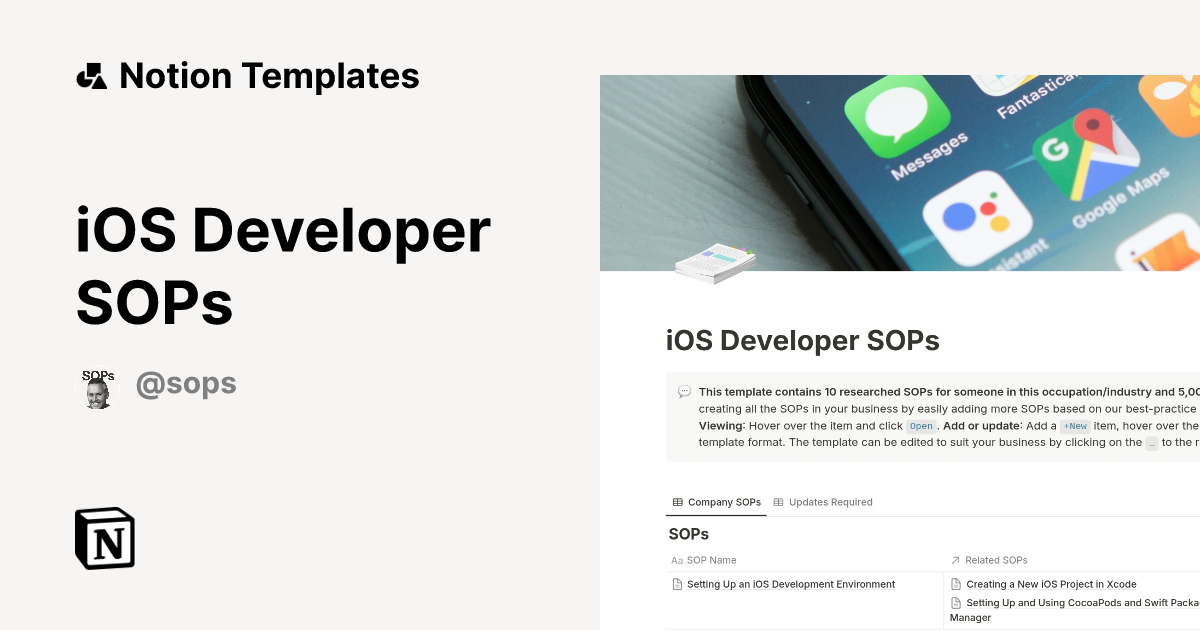 iOS Developer SOPs Template by SOPs | Notion Marketplace