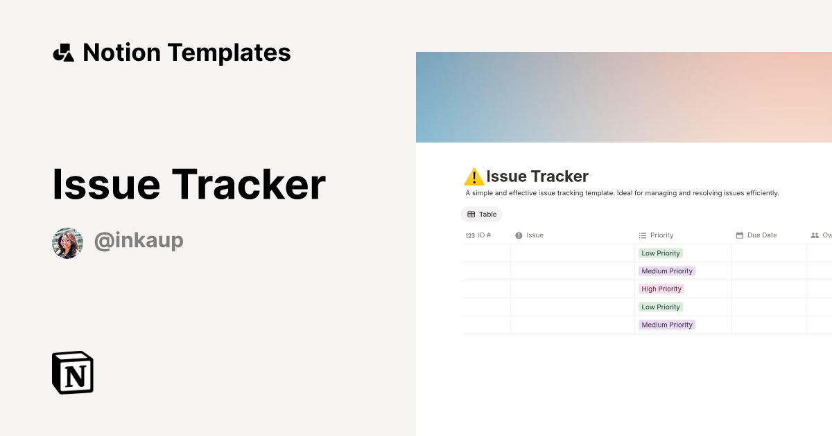 Issue Tracker Template | Notion Marketplace