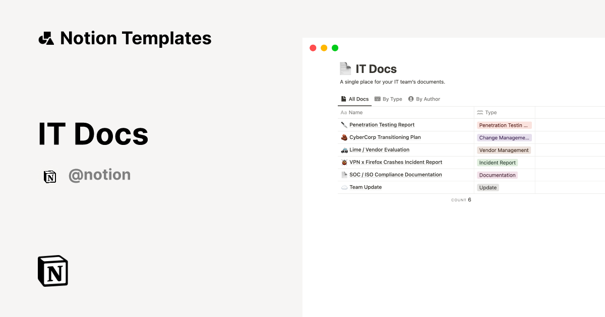 IT Docs Template by Notion | Notion Marketplace