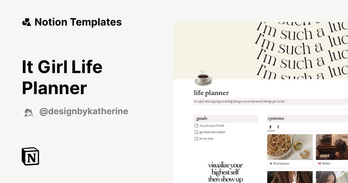 It Girl Life Planner Template by It Girl Designs | Notion Marketplace