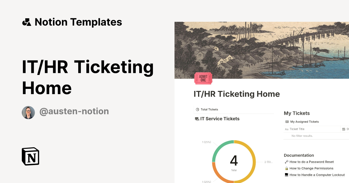 IT/HR Ticketing Home Template by Austen Hendler | Notion Marketplace