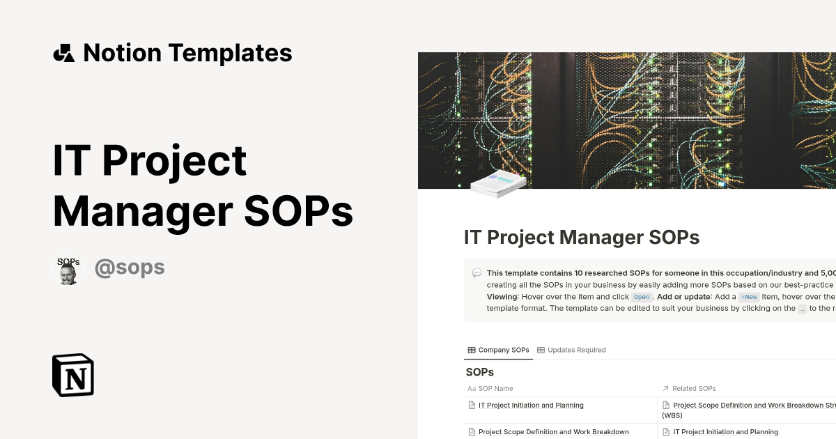 IT Project Manager SOPs Template | Notion Marketplace