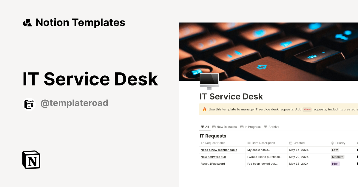 IT Service Desk Template by Template Road | Notion Marketplace