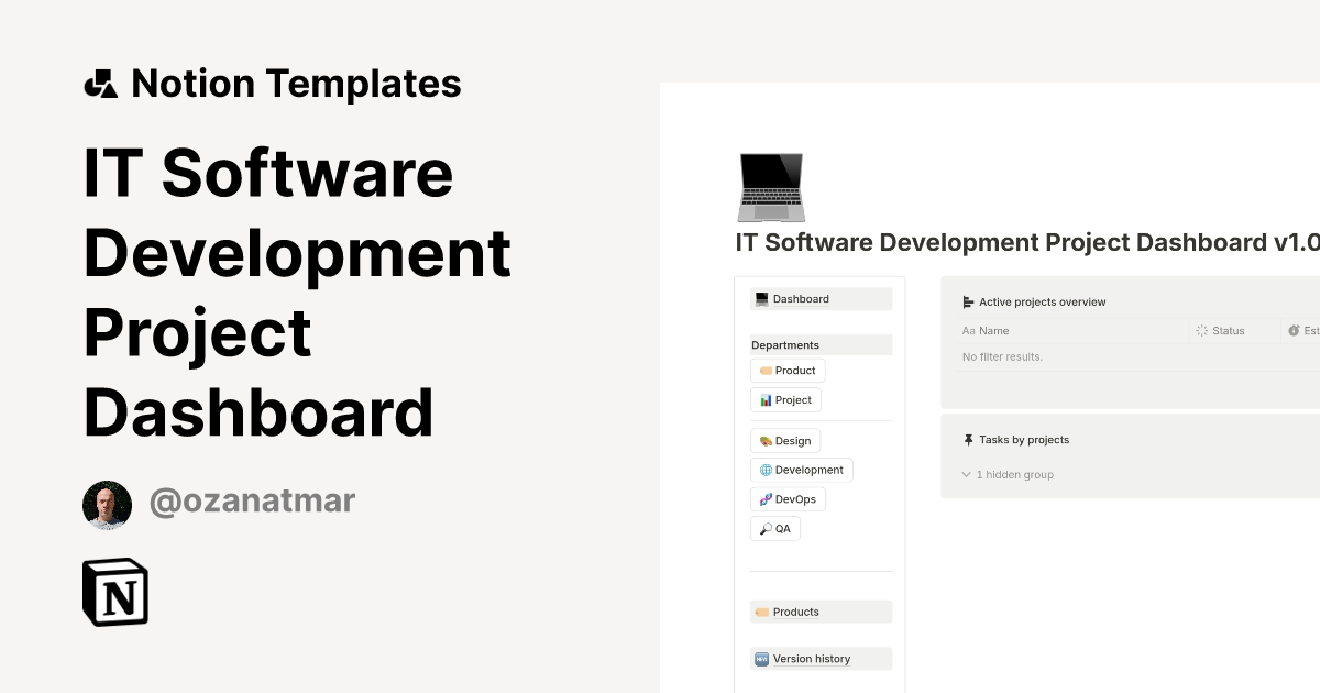 IT Software Development Project Dashboard Template | Notion Marketplace