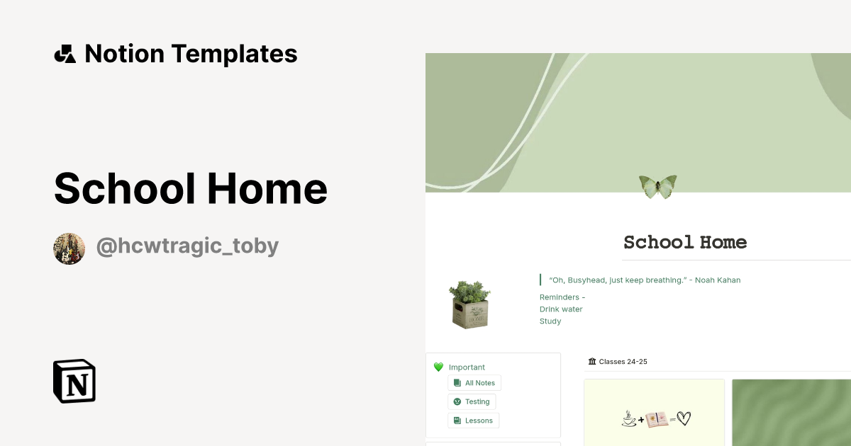 School Home Template by Toby Boo | Notion Marketplace