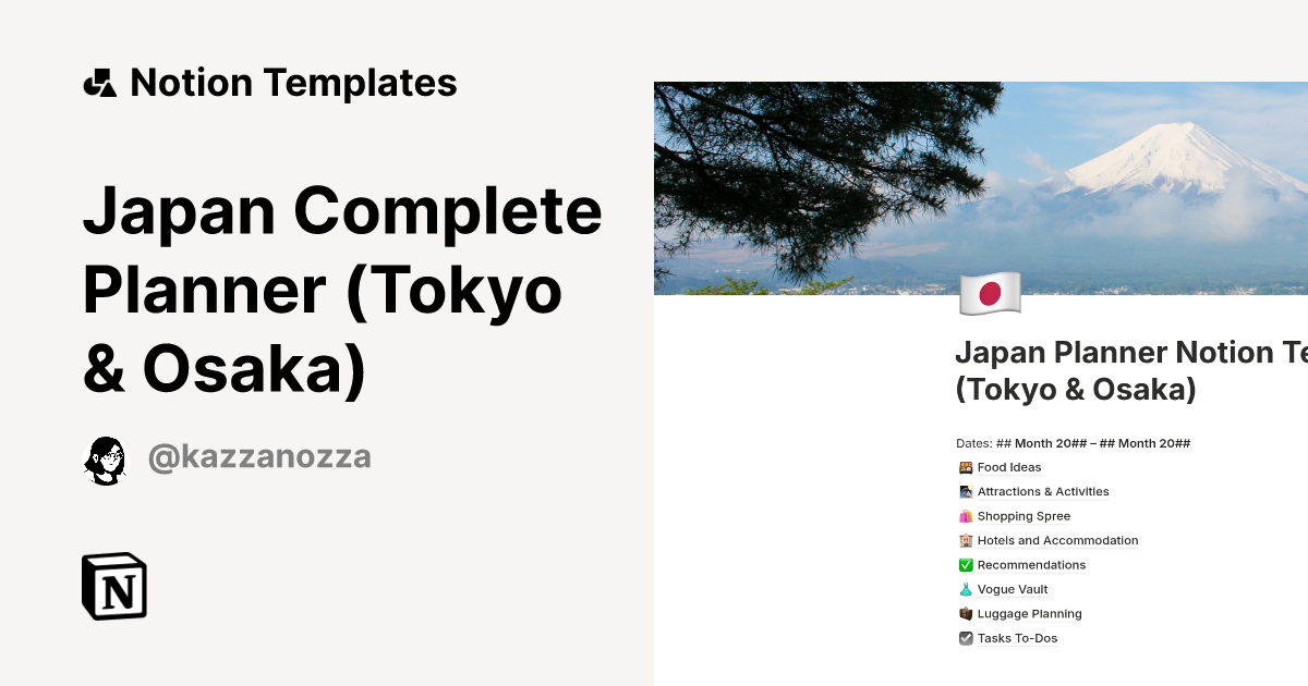 Japan Complete Planner (Tokyo & Osaka) Template | Notion Marketplace