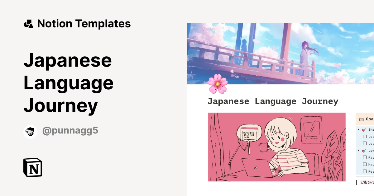 Japanese Language Journey Template by Punnag Ghaisas | Notion Marketplace