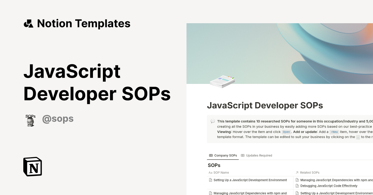 JavaScript Developer SOPs Template | Notion Marketplace