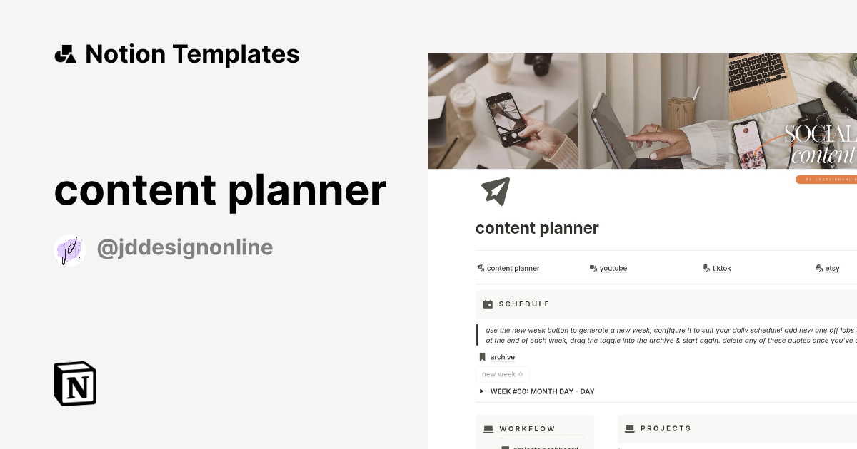 content planner Template by jess | jddesignonline | Notion Marketplace